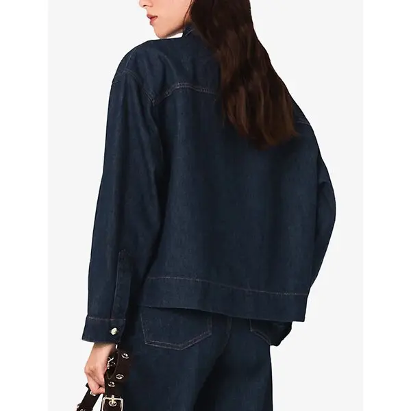 Maje Bow Relaxed-fit Denim Shirt