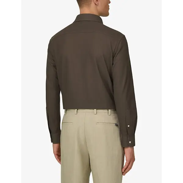 Boggi Milano Long-sleeved Cotton-blend Polo Shirt