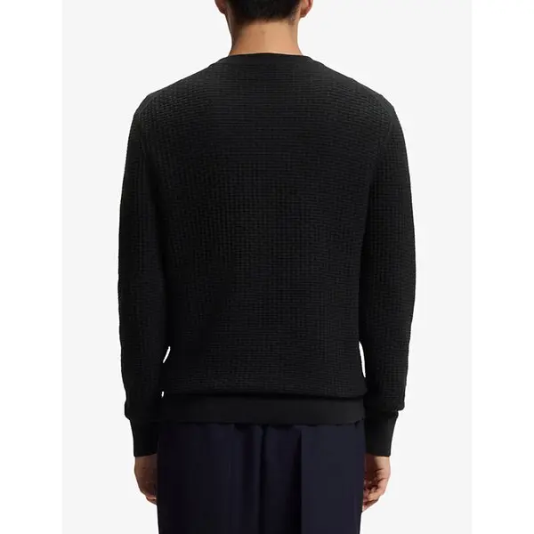 BOSS Textured Regular-fit Cotton-knit Jumper - Black