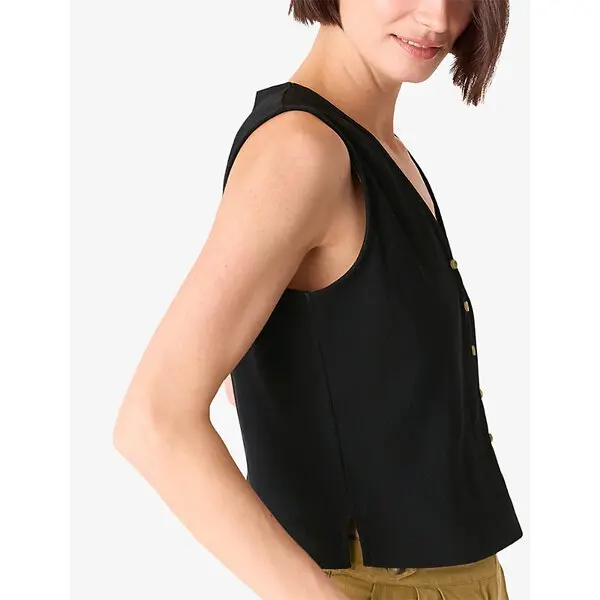 Whistles V-neck Ribbed-knit Stretch-cotton Tank Top