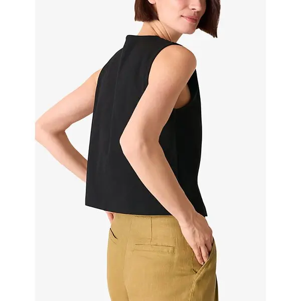 Whistles V-neck Ribbed-knit Stretch-cotton Tank Top
