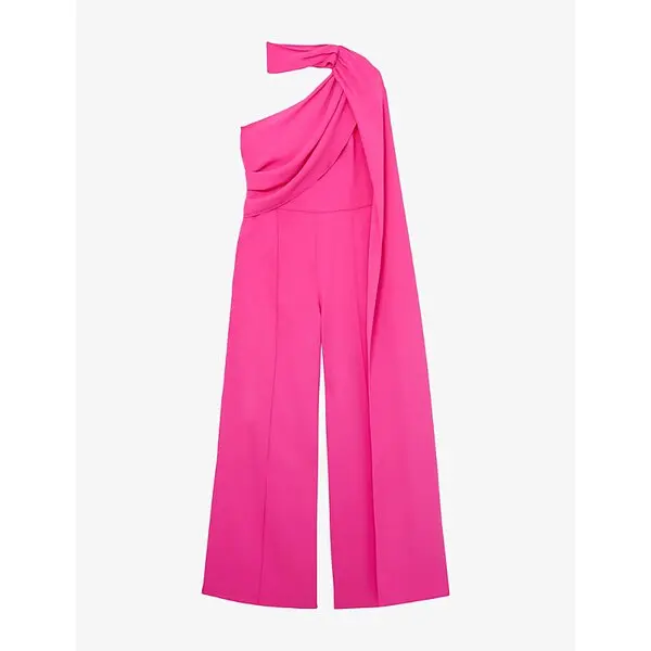 REISS Carrie One-shoulder Stretch-woven Jumpsuit - Raspberry Pink