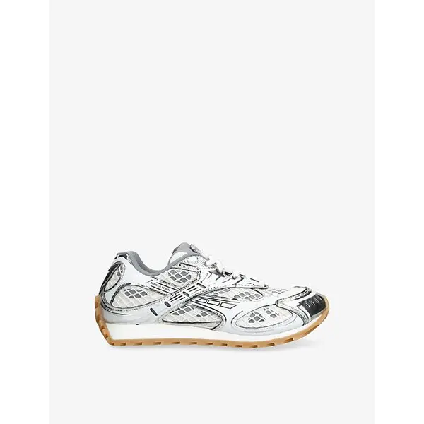 Bottega Veneta Orbit Metallic Woven Low-top Trainers - Silver Com