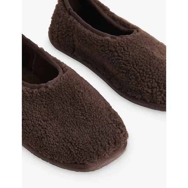 Whistles Shearling Ballet Slippers - Brown
