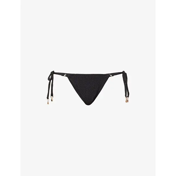 Seafolly Sea Dive Textured Mid-rise Bikini Bottoms - Black