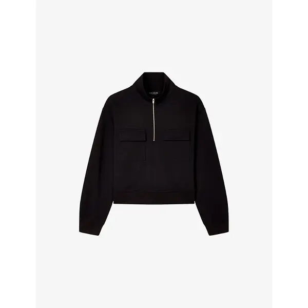 Whistles Cotton-blend Quarter-zip Sweatshirt - Black