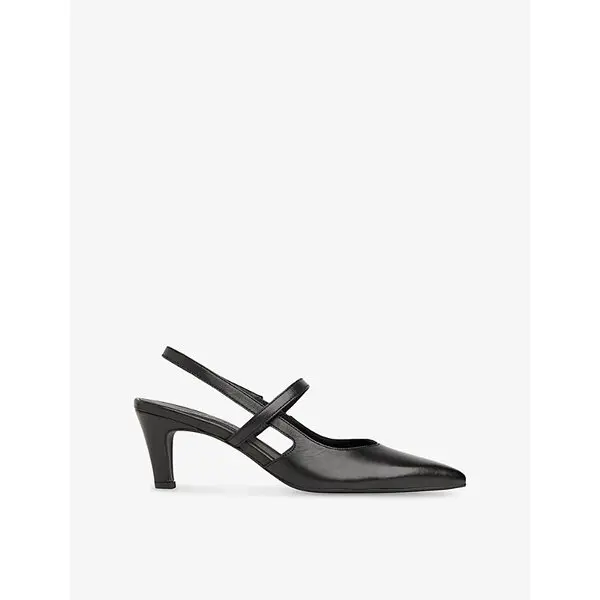 Whistles Cecily Pointed-toe Leather Heeled Slingbacks - Black