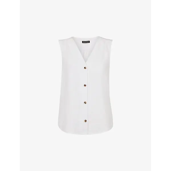 Whistles Laura V-neck Linen Tank Top
