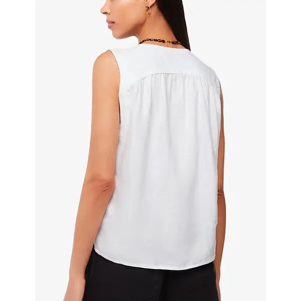Whistles Laura V-neck Linen Tank Top