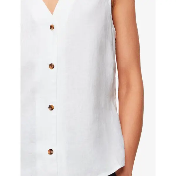 Whistles Laura V-neck Linen Tank Top