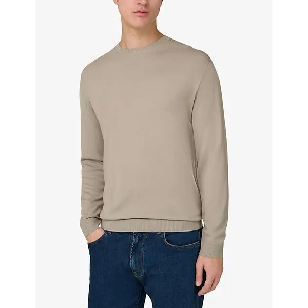 Boggi Milano Superfine Wool Crew Neck Jumper - Sand