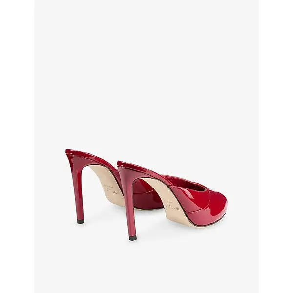 JIMMY CHOO Brigitte 100 Patent Leather Mules - Ruby Red