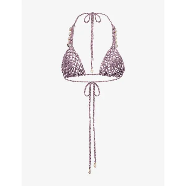 JADED LONDON Crystal-embellished Crochet Bikini Top - Multi