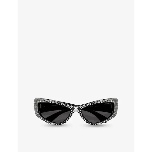 SWAROVSKI Sk6027 Irregular Frame Crystal-embellished Acetate Sunglasses