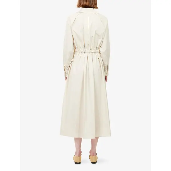 Max Mara Collared Drawstring Waist Midi Dress - Beige