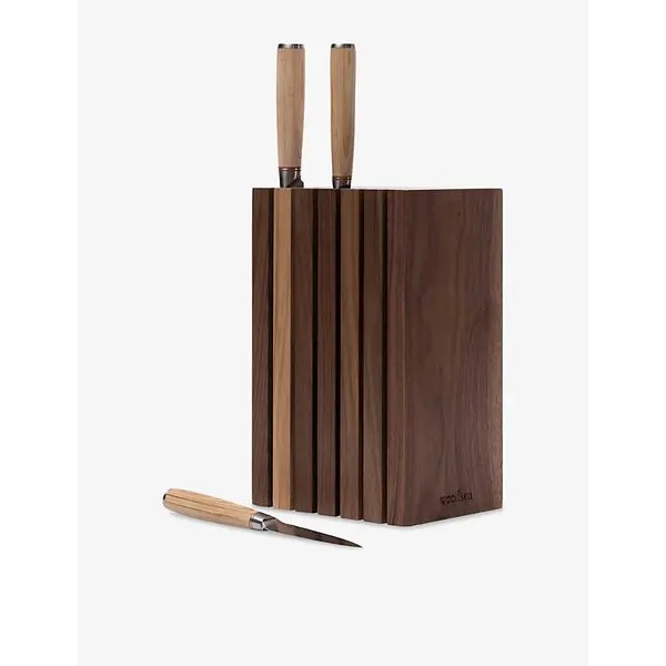 WOODSEA Block Wooden Knife Holder 15.5cm X 12cm - Walnut