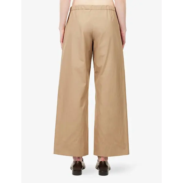 Max Mara Cropped Wide-leg Cotton Trousers - Desert