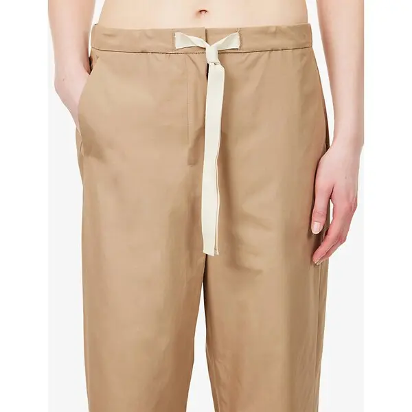 Max Mara Cropped Wide-leg Cotton Trousers - Desert