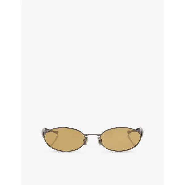Bottega Veneta Oval-frame Metal Sunglasses - Silver