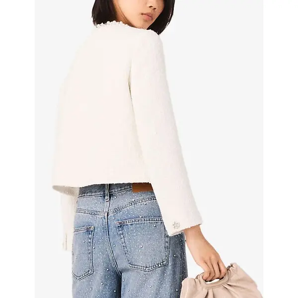 Maje Pearl-trimmed Tweed Jacket