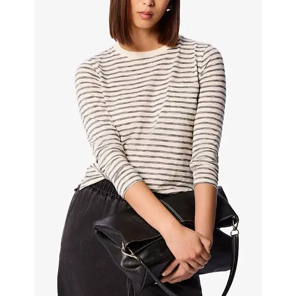 Whistles Striped Cotton Jersey Top