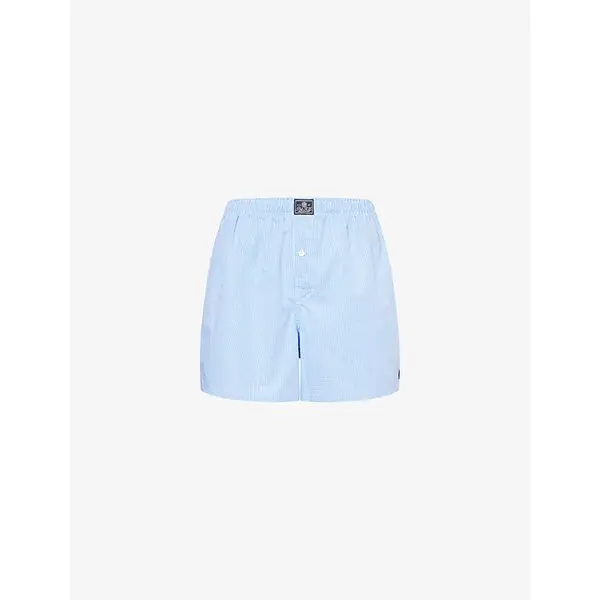 Polo Ralph Lauren Gingham Relaxed-fit Cotton Boxers - Light Blue