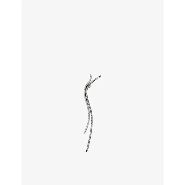 LA MAISON COUTURE Sterling Silver And Lab-grown White Sapphire Drop Earrings - Black