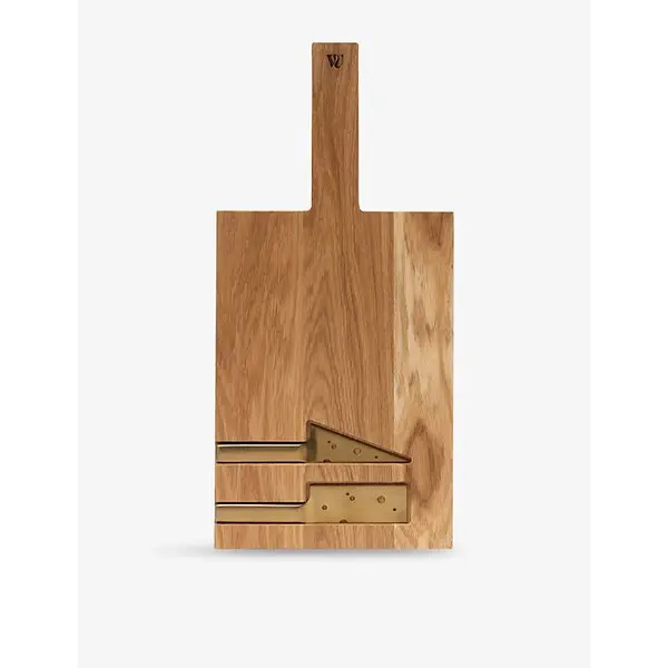 WOODSEA Branded Cheese Board With Knives 55cm X 20cm - Oak