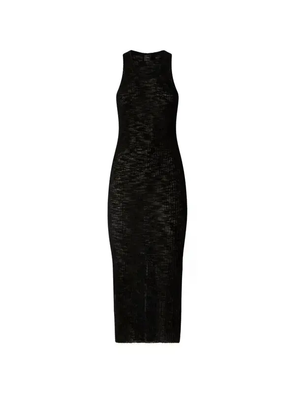 Pinko Sleeveless Ribbed Midi Dress - Black