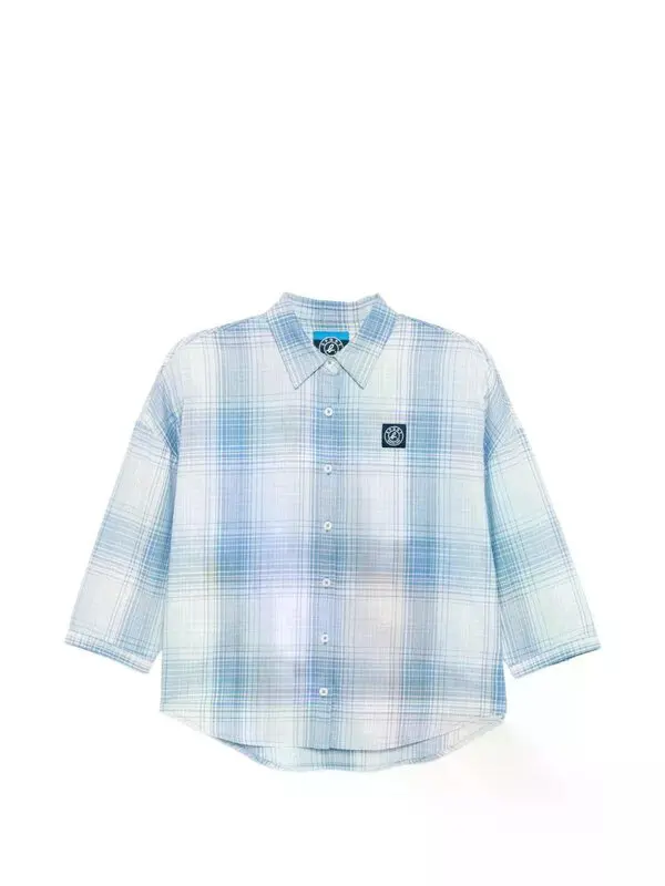 AGNES B. Check Batwing Shirt