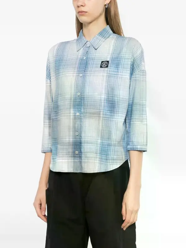 AGNES B. Check Batwing Shirt