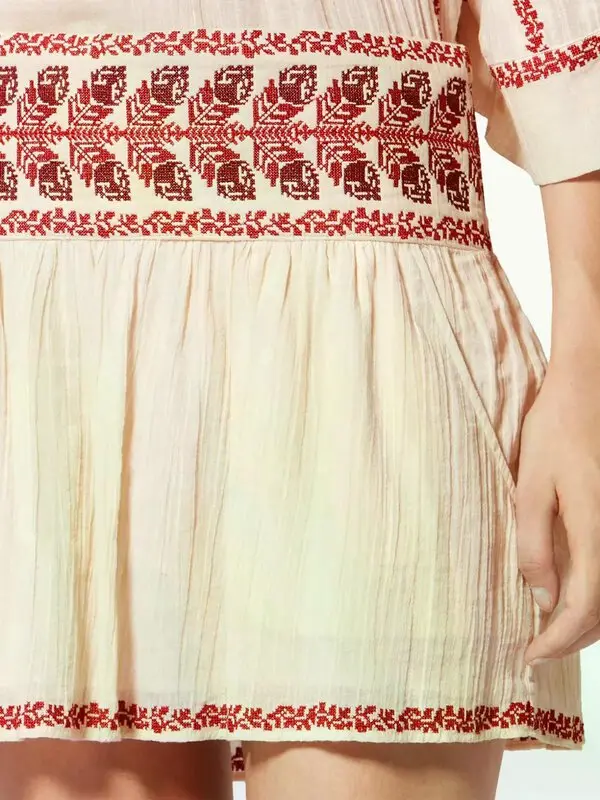 MARANT ETOILE Embroidered Mini Skirt - Neutrals