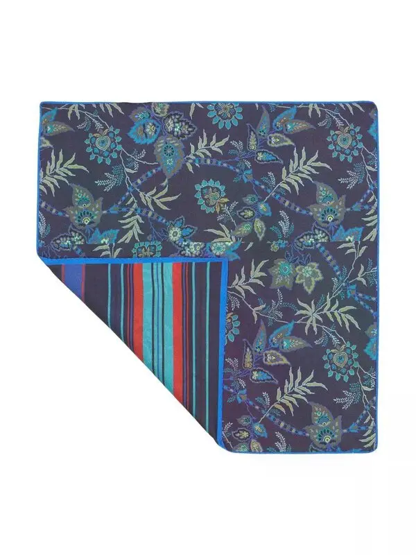 Etro Reversible Pocket Square - Blue
