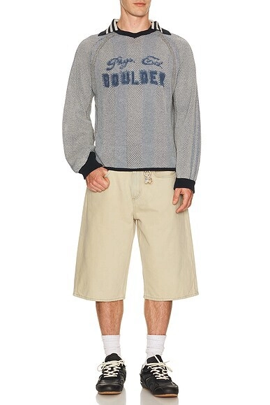 ISA BOULDER Athletic Stripe Sweater - Ice Blue