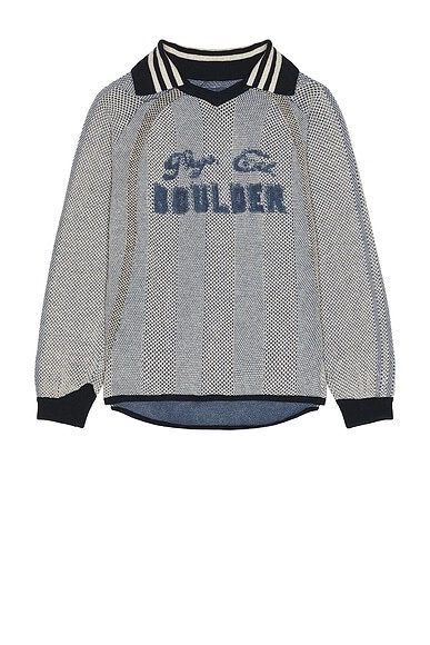 ISA BOULDER Athletic Stripe Sweater - Ice Blue