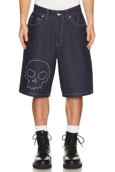 PLEASURES X Zero Skateboards Skull Embroidered Shorts