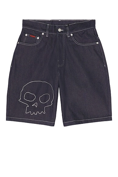 PLEASURES X Zero Skateboards Skull Embroidered Shorts