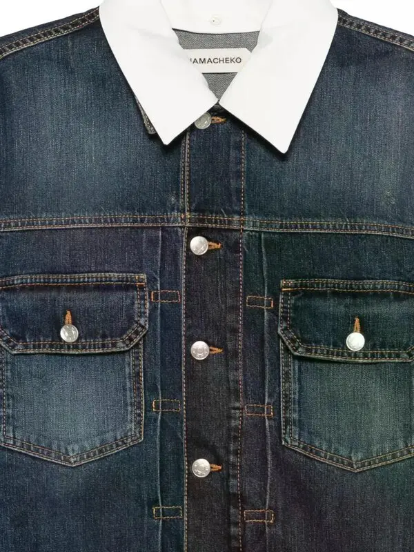 NAMACHEKO Patch Pocket Denim Jacket With Contrast Collar