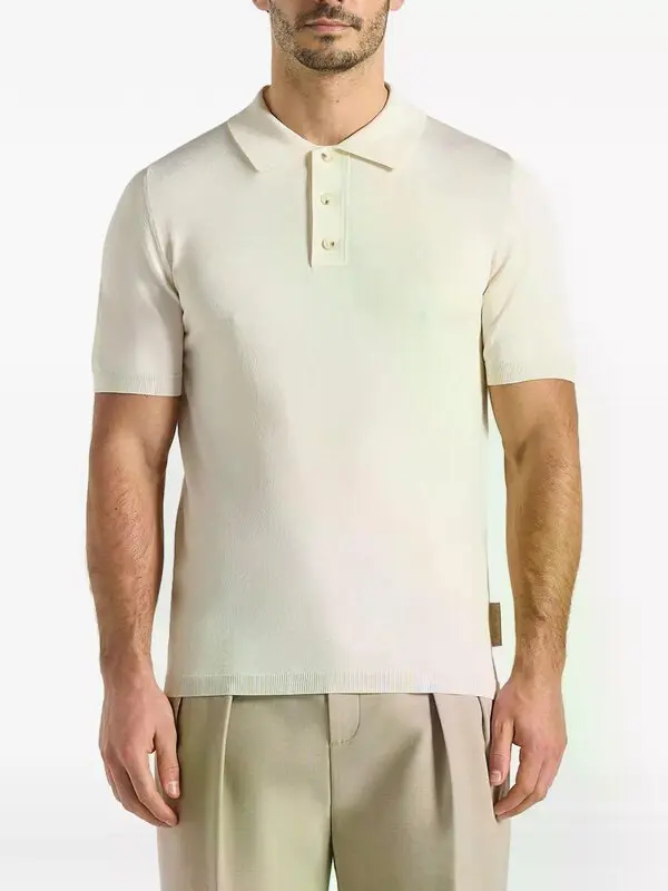Manière De Voir Luxe Knitted Polo Top - Neutrals