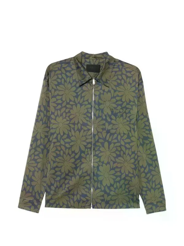 Prada Floral Print Zip Shirt - Green