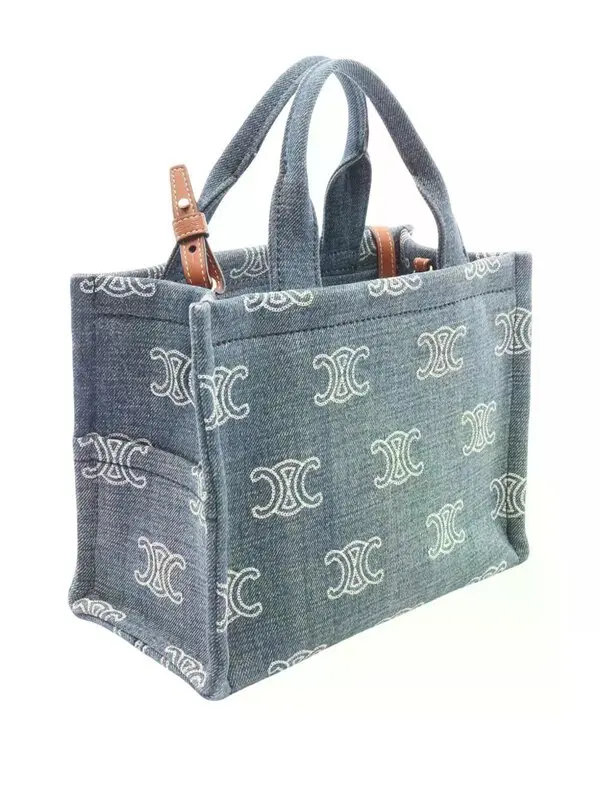 Celine 2023 Small Denim Cabas Thais Satchel - Blue