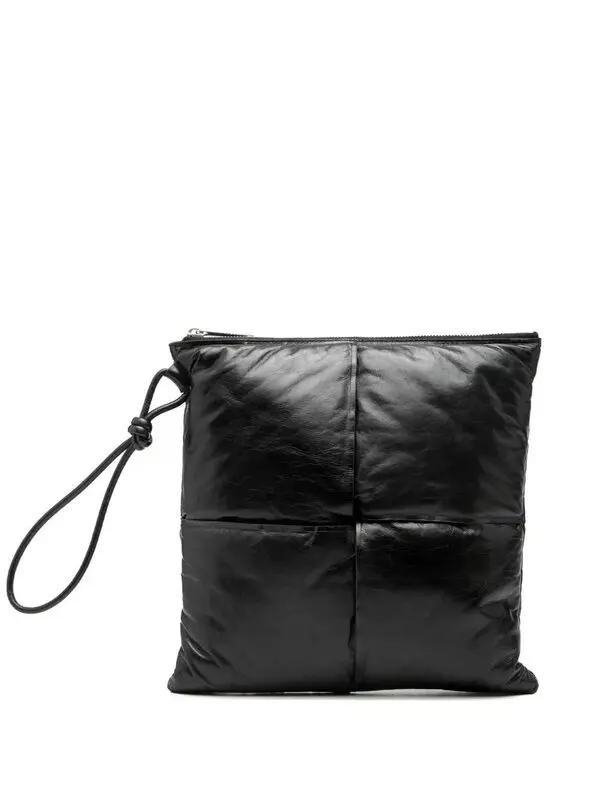 Bottega Veneta Leather Intrecciato Padded Square Pouch - Black