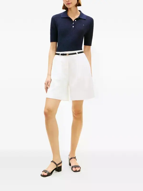 Tommy Hilfiger Textured Knit Short-sleeve Polo Top