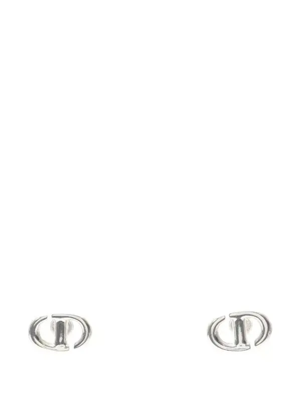 Dior Cd Logo Stainless Steel Stud Earrings - Silver