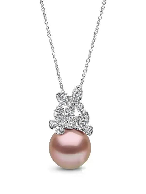 Yoko London Butterfly Diamond And Freshwater Pearl Pendant