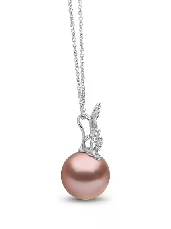 Yoko London Butterfly Diamond And Freshwater Pearl Pendant