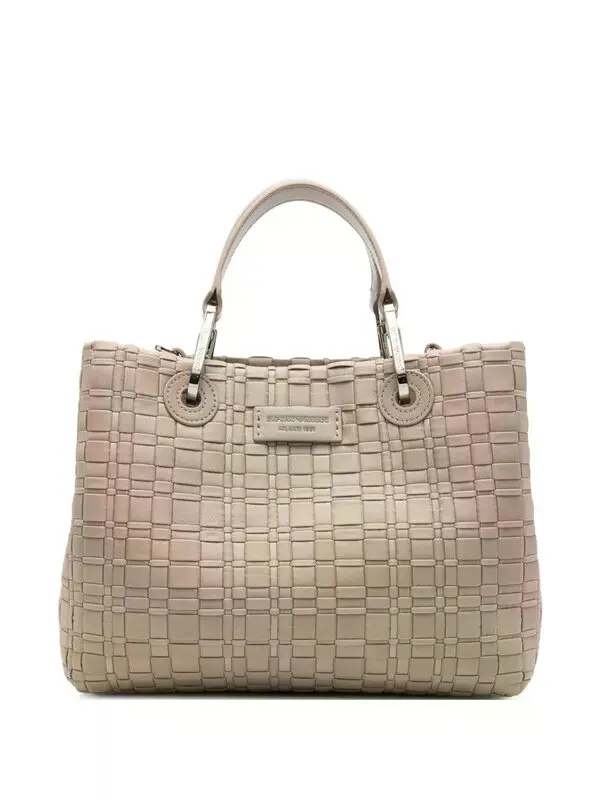 Emporio Armani Woven Top Handle Tote - Neutrals