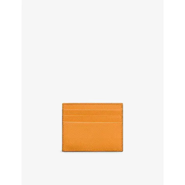 Prada Triangle-plaque Leather Card Holder - Orange