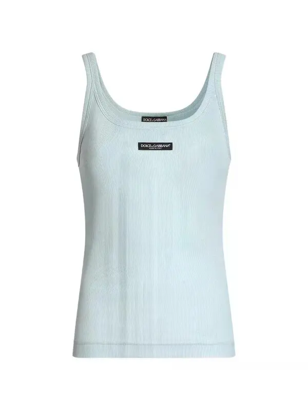 Dolce & Gabbana Ribbed Square Neck Tank Top - Blue