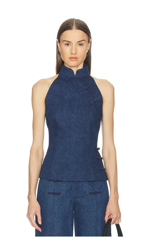 SAU LEE Ezra Denim Top